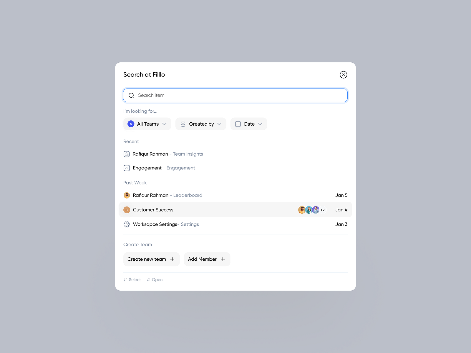 TimeTracker - Search Modal by Rafiqur Rahman for Filllo Design Agency ...