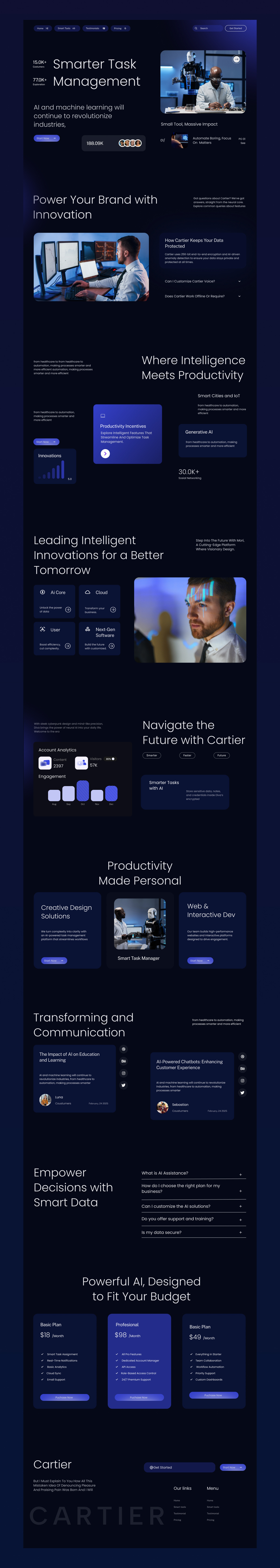 AI Task Manager Technology Landing Page by Stylin UI for Stylin Studio ...