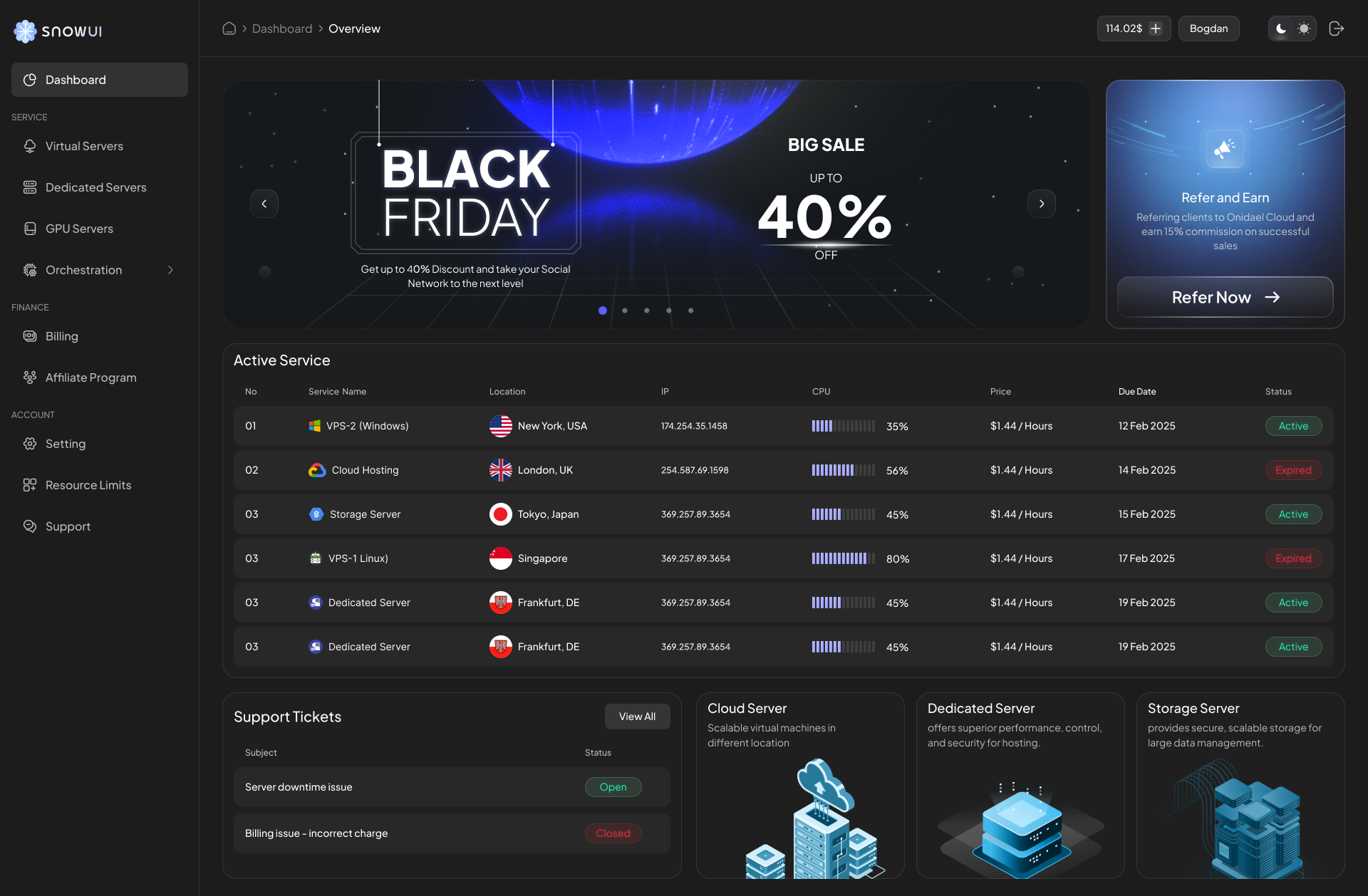 Server hosting control panel - UI UX Design by Yeasin Islam on Dribbble
