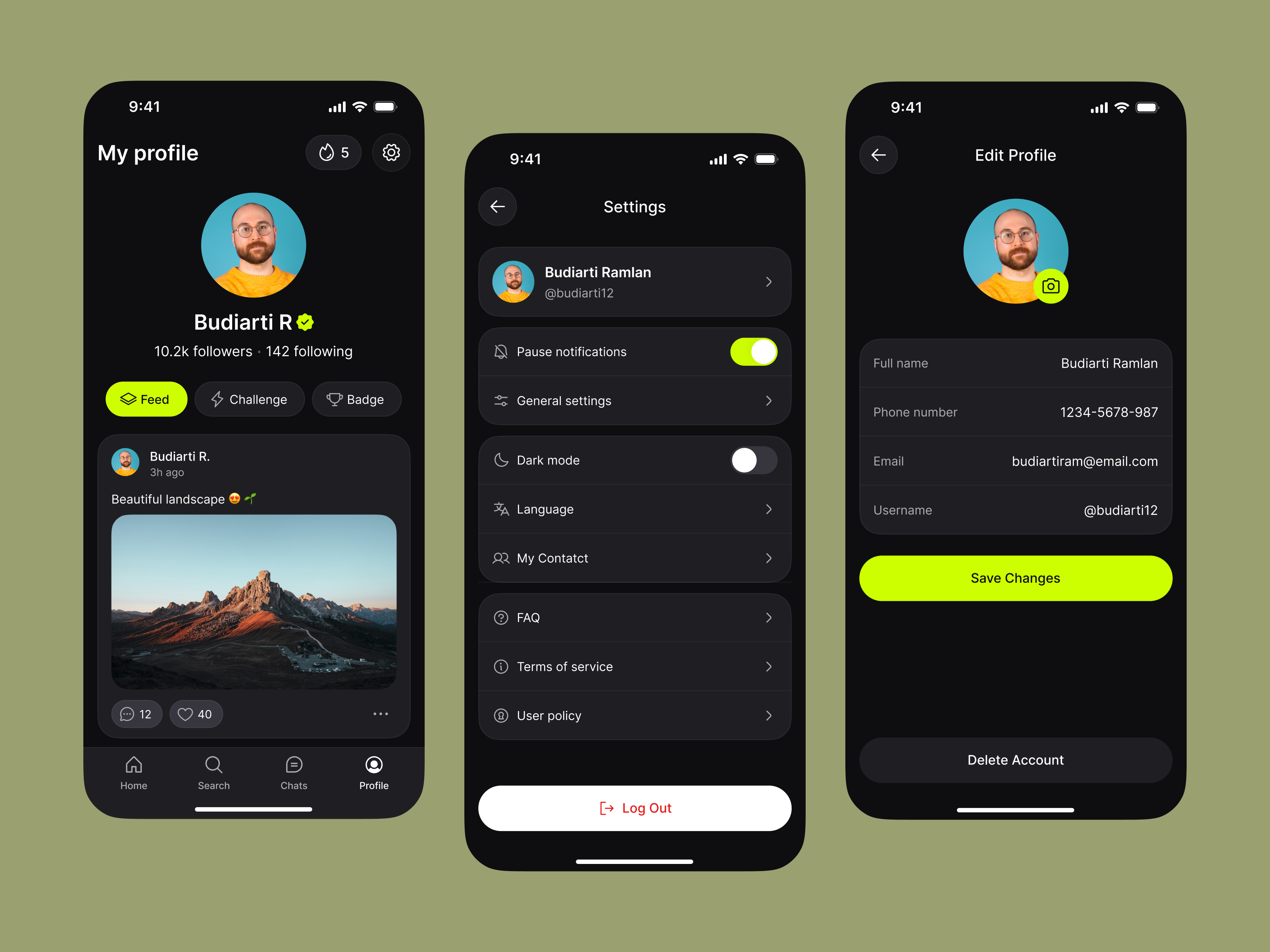 Profile & Settings UI by Budiarti R. on Dribbble