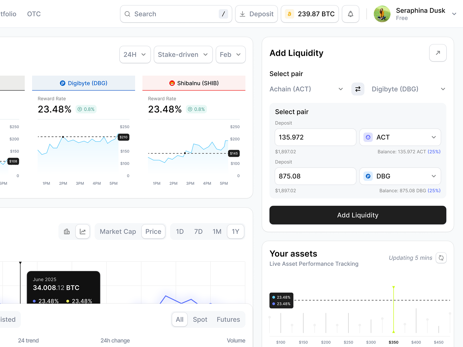 Crypto Dashboard Web App UI: Add Liquidity Modal+Reward Insight by ...
