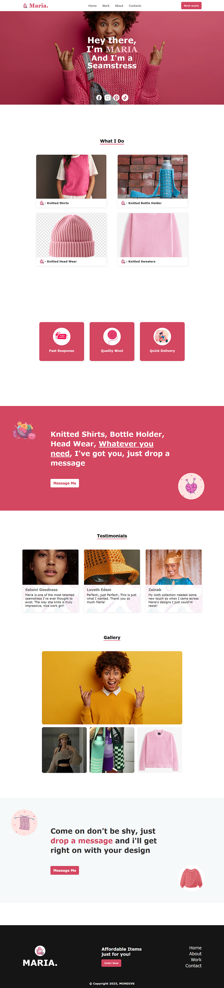 Seamstress portfolio website by The Weekly Coder on Dribbble