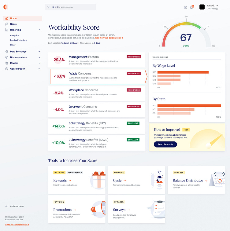 Score Dashboard - B2B Intranet SaaS Web App by Alex Gilev on Dribbble