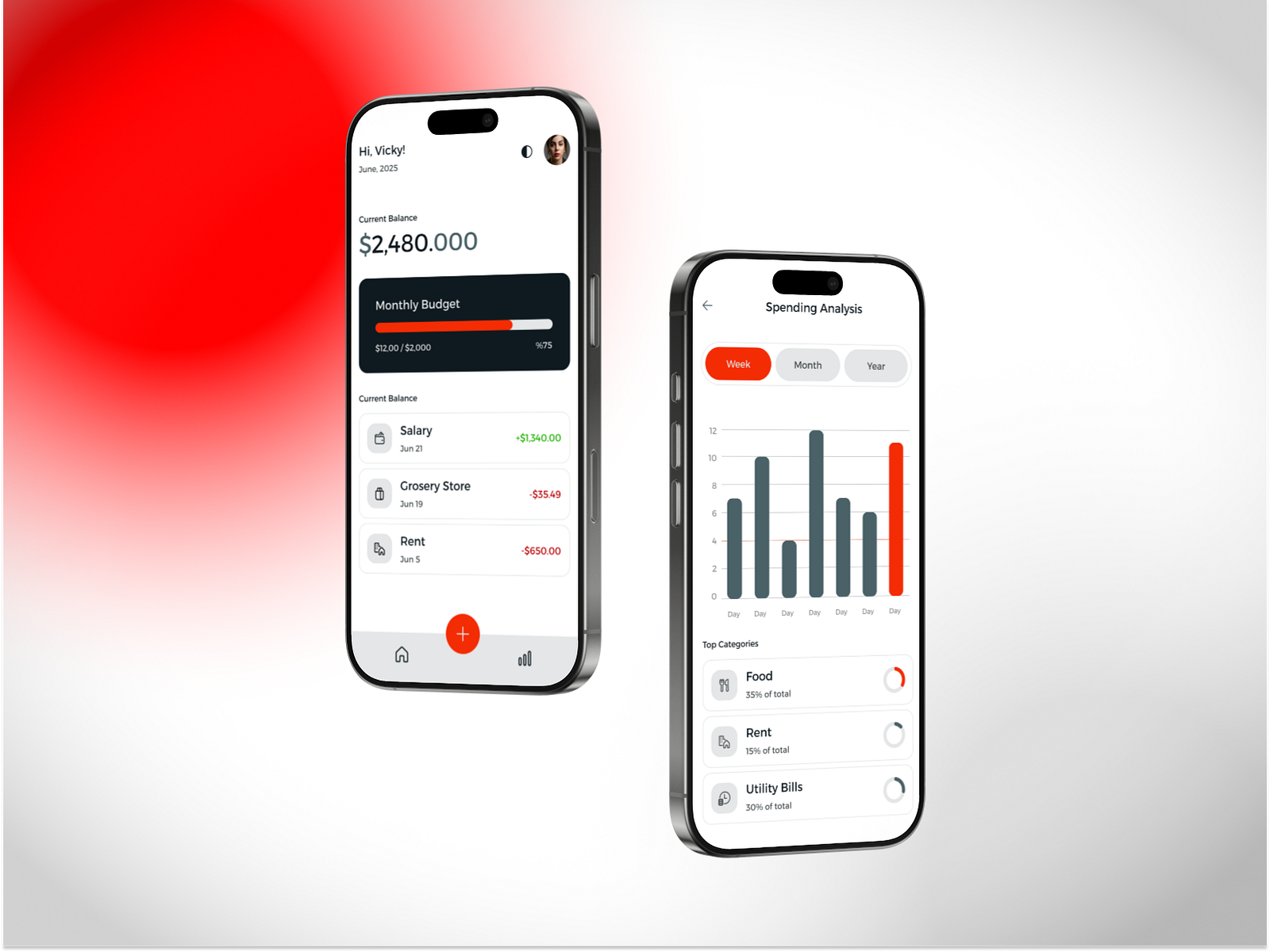 Fintrack – Budget app UI with light & dark mode by GCCDigital on Dribbble