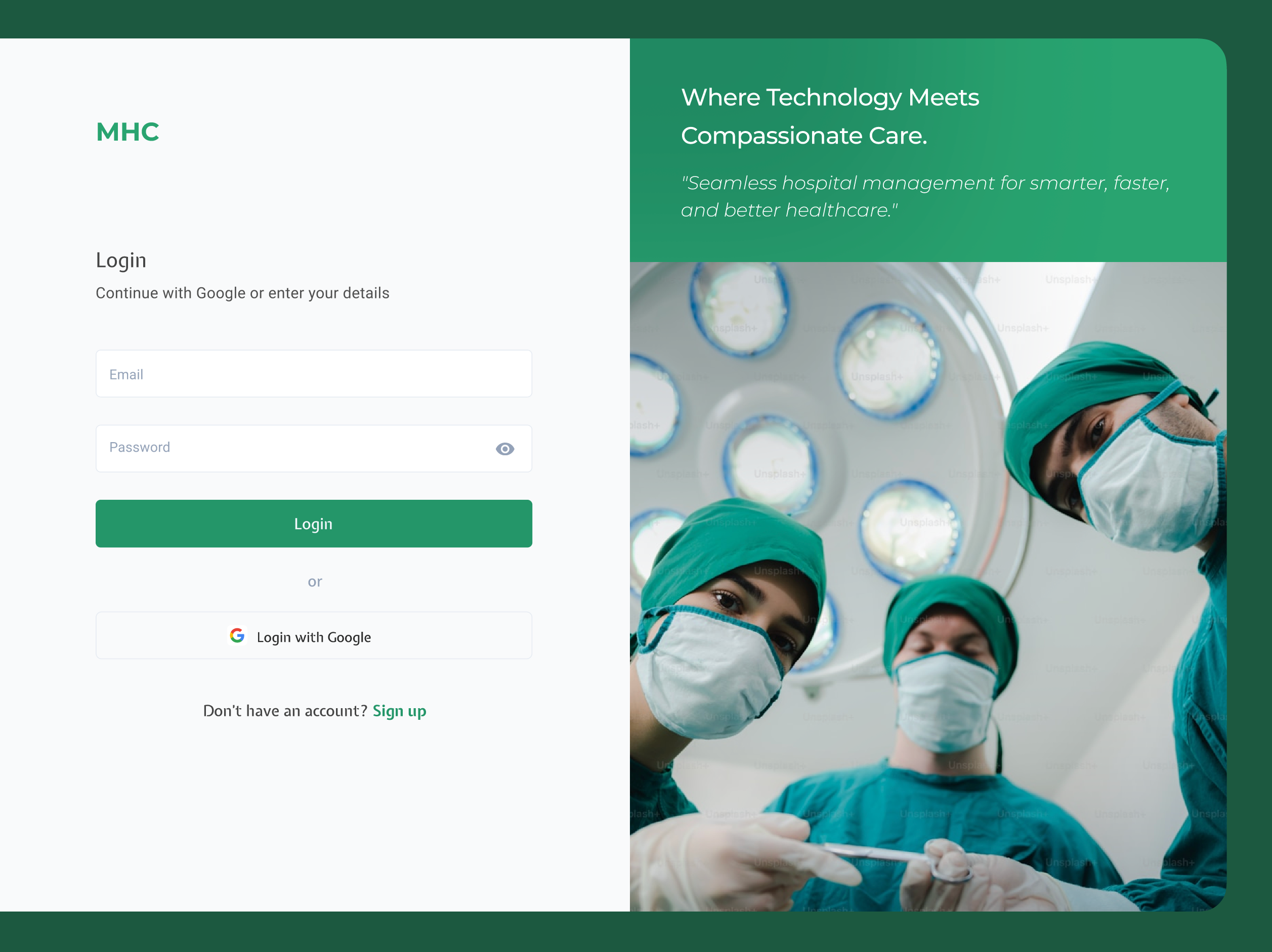 Sign up/Login - Hospital Management System by Fareeha Choglay on Dribbble