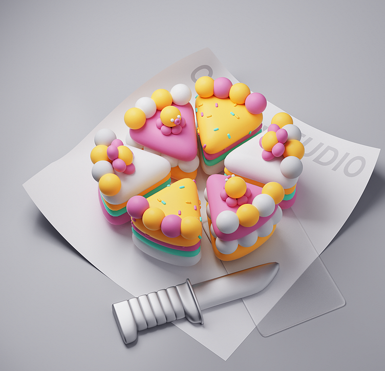 3D Cartoon Cake by Carson_Vision on Dribbble