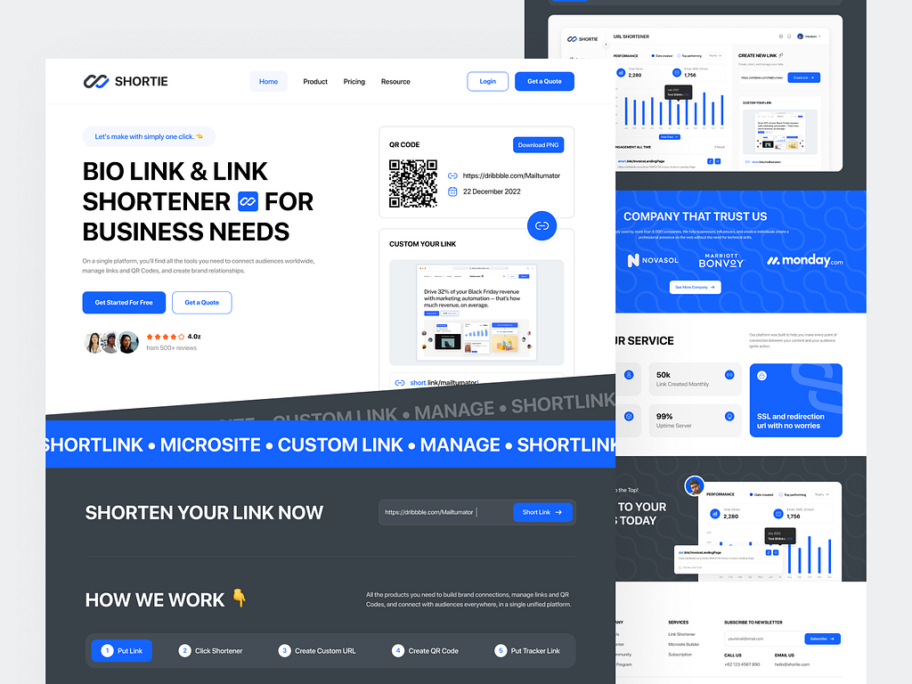 Shortie - URL Shortener Landing Page by Zaim Maulana for Elux Space on ...