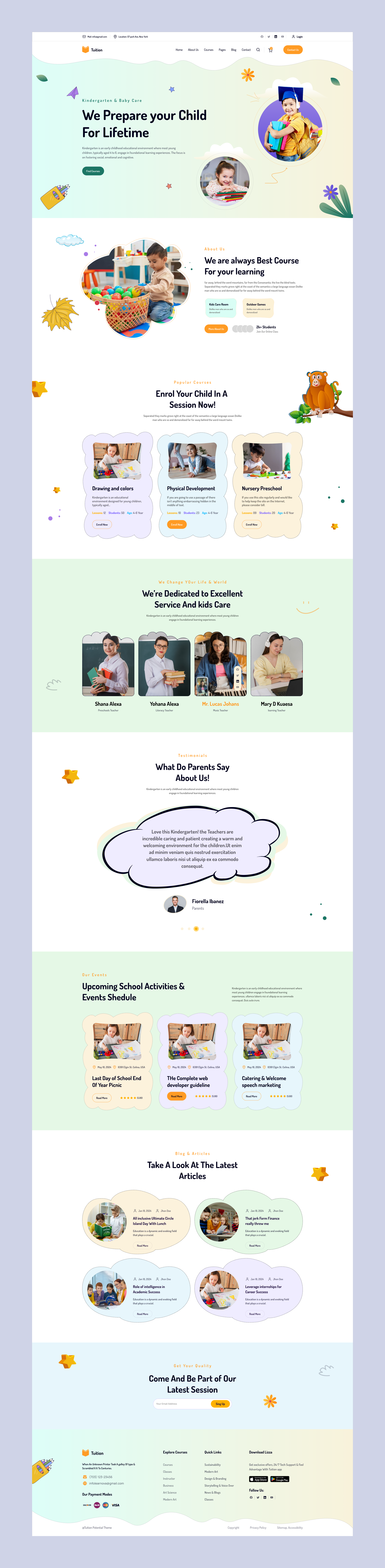 Kindergarten & Baby Care – Landing Page UI by Yeasin Arafat on Dribbble