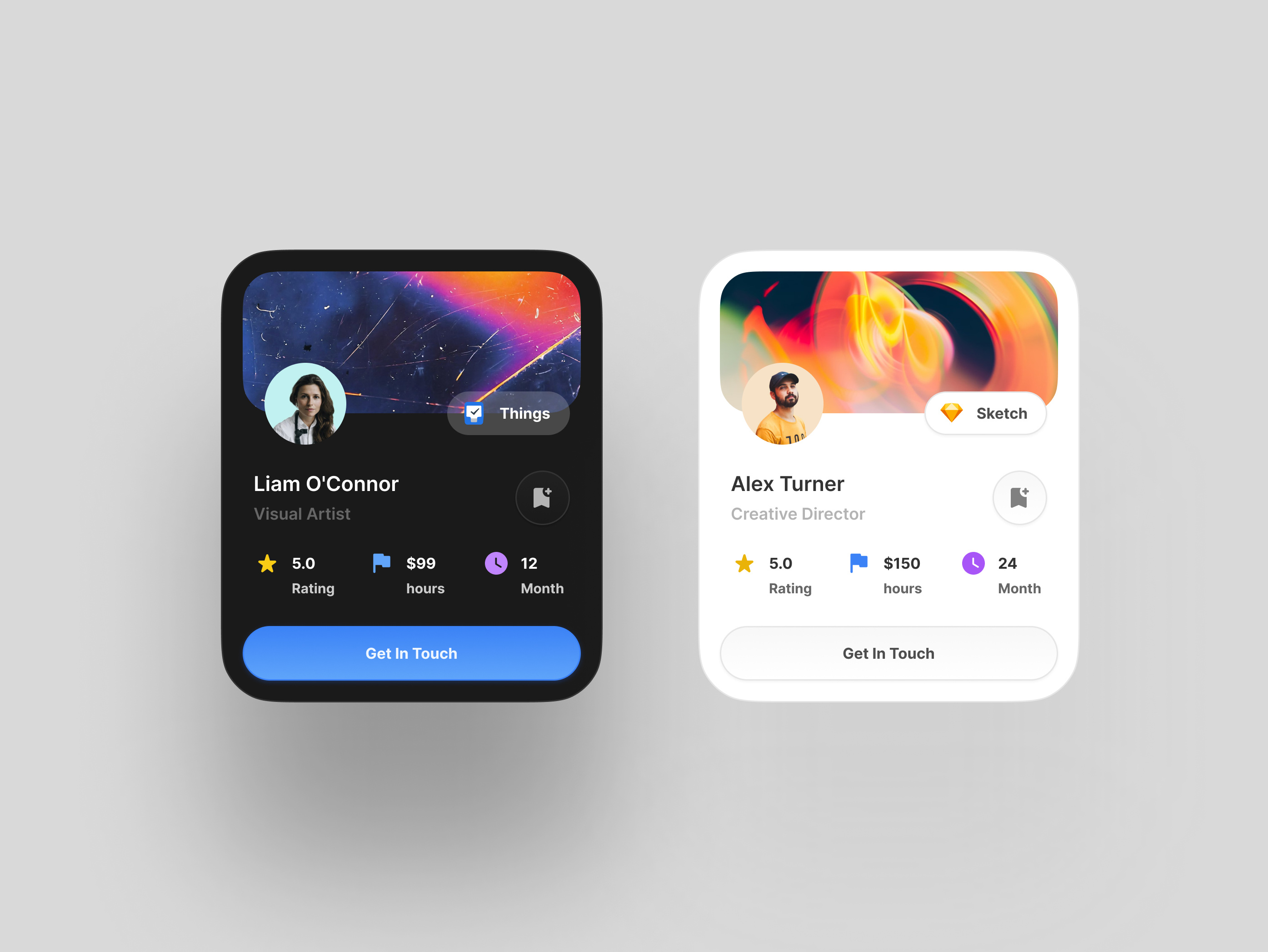 Profile UI Cards by Spline One on Dribbble