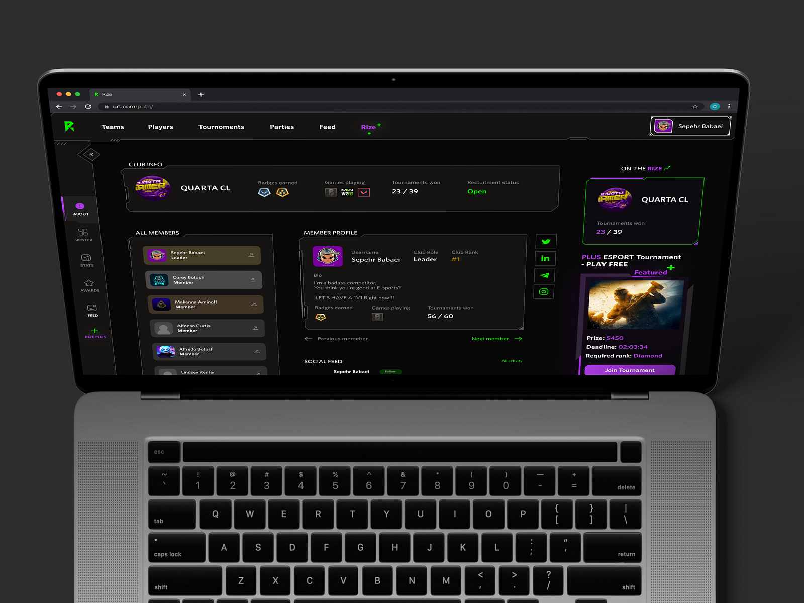 Rize | Esports dashboard by Sepehr Babaei on Dribbble