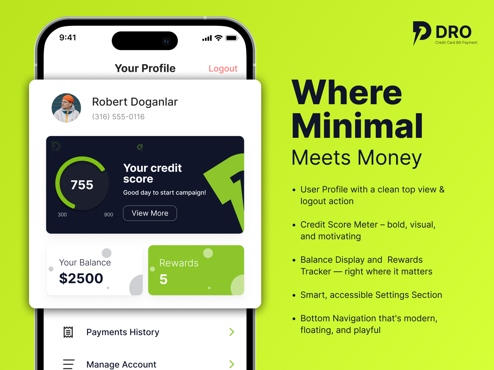 DRO – Credit Card Bill Payment App by Kartik Chotaliya- Designer Tribe ...