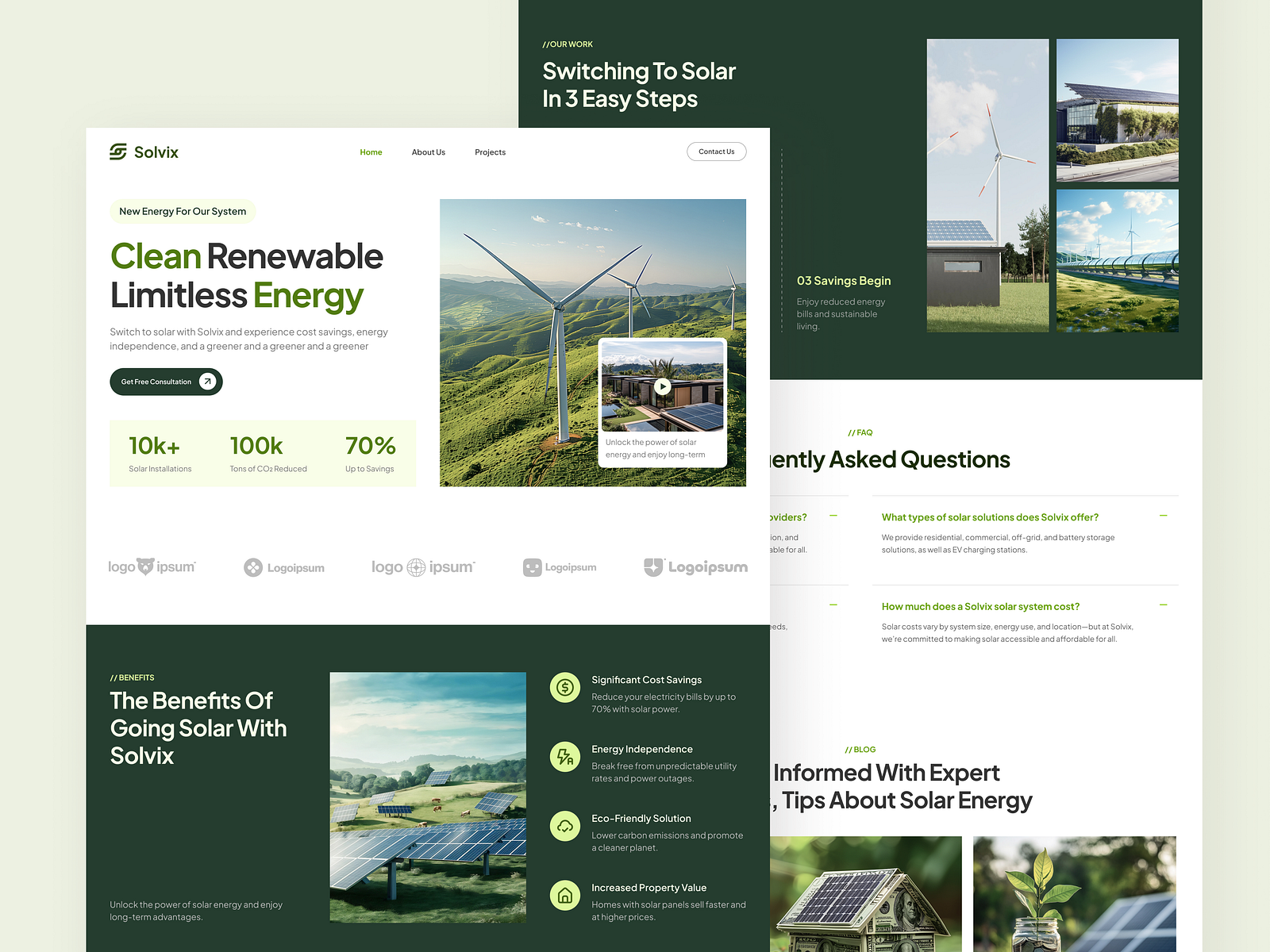 Solvix Homepage – Solar Panel Website UI Figma by Ahmad S. Afandi for ...