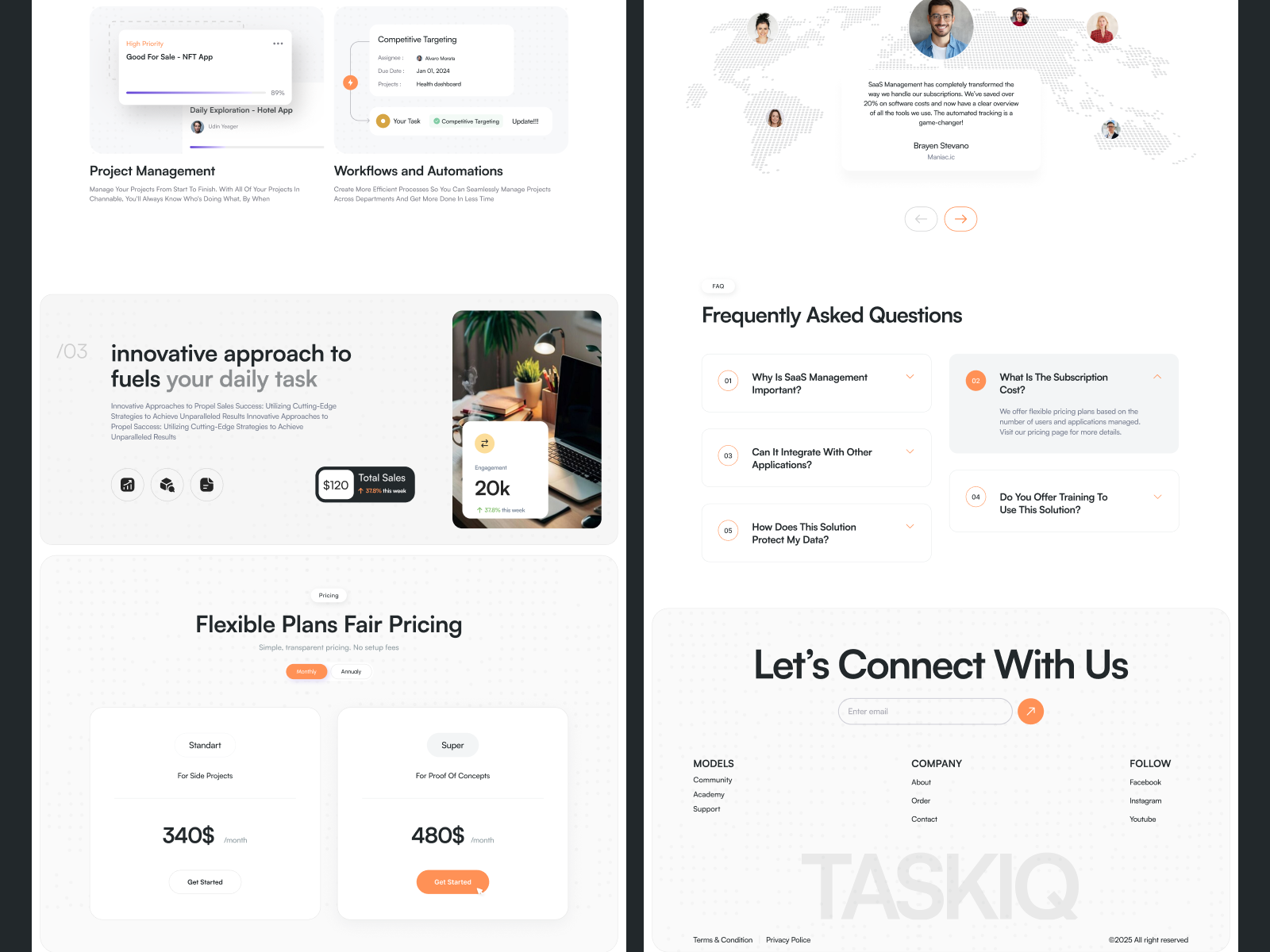 TaskIQ – Clean SaaS Task Management Landing Page | UI/UX Design by ...