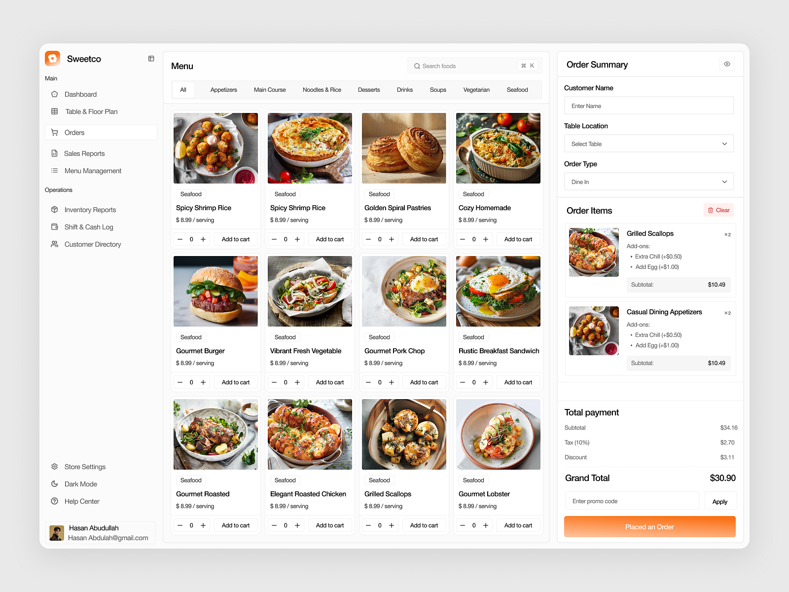 Restaurant Ordering Dashboard by Junaki 🌸 on Dribbble