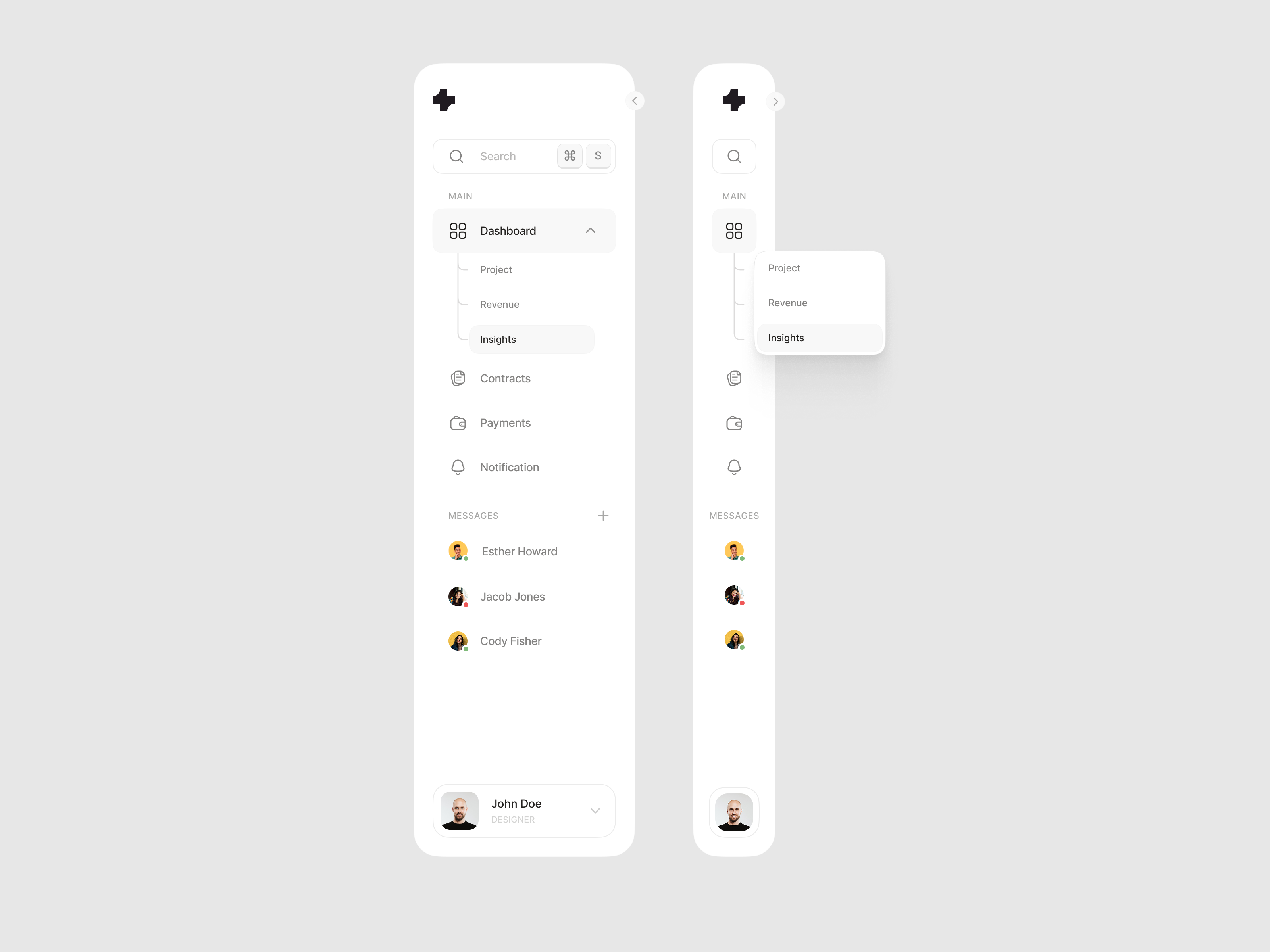 Sidebar navigation expansion animation by Robin Holesinsky on Dribbble