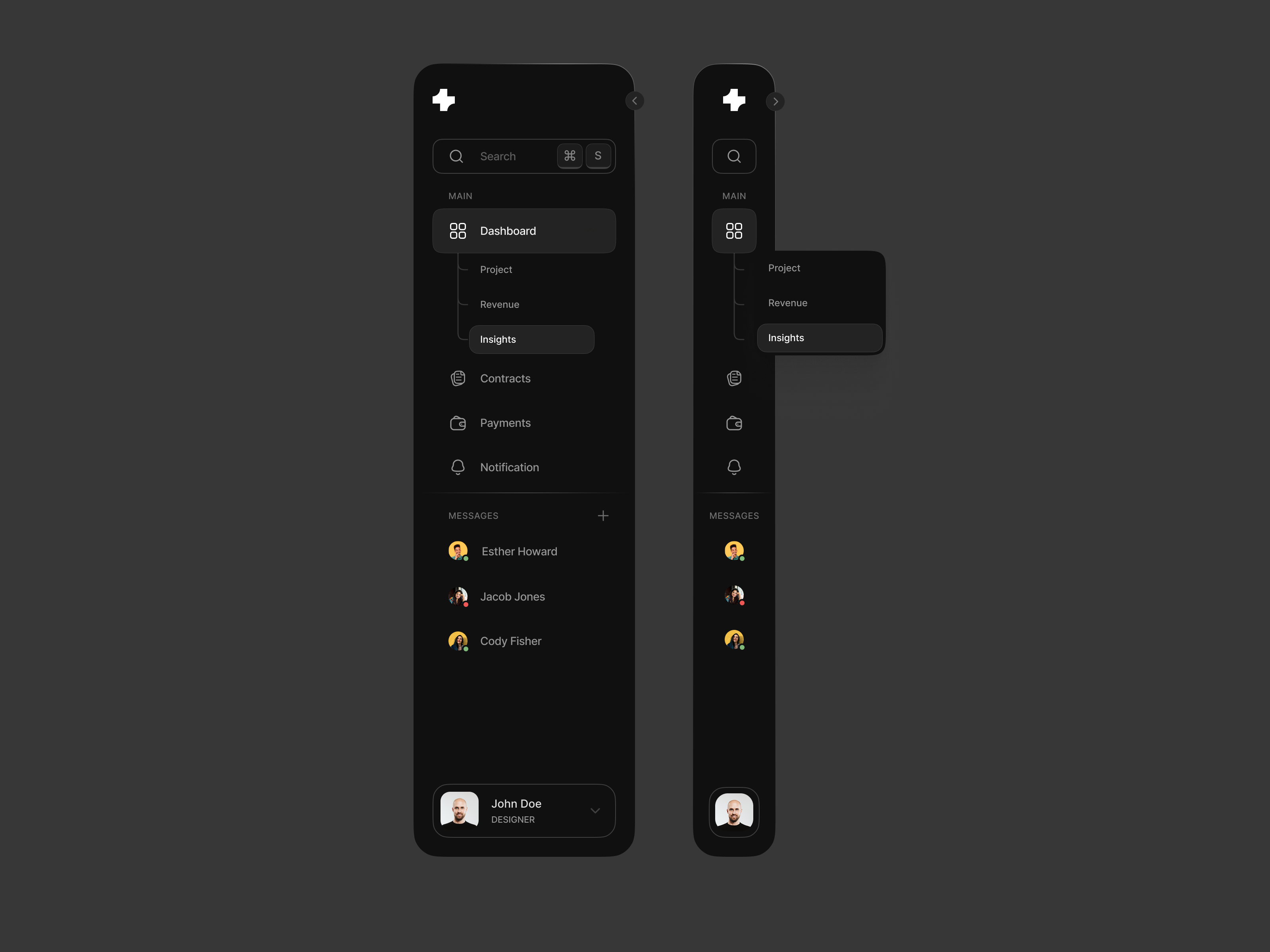 Sidebar navigation expansion animation by Robin Holesinsky on Dribbble