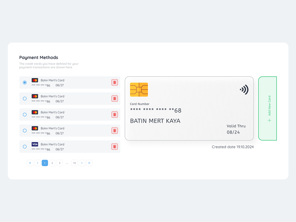 Payment Methods Screen #Dashboard by Batın Mert Kaya on Dribbble