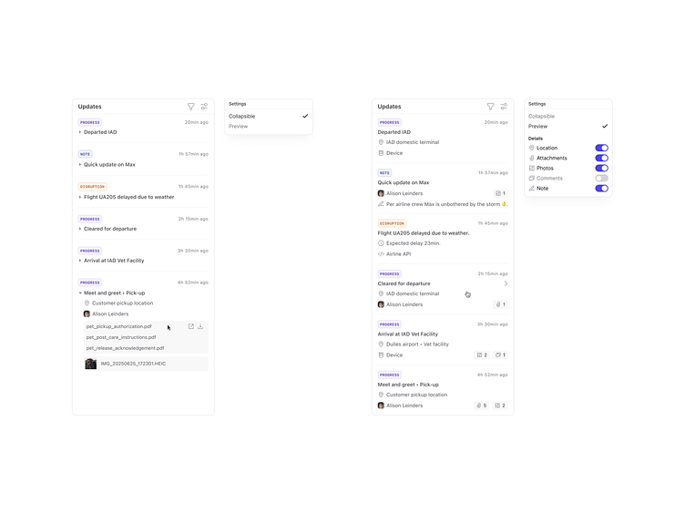 Updates panel settings by Peter Grochowski on Dribbble