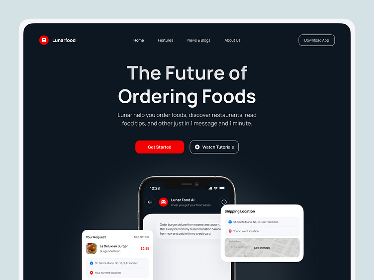 Lunar - Food Ordering Chatbot Landing Page by Shincostech for Nija ...