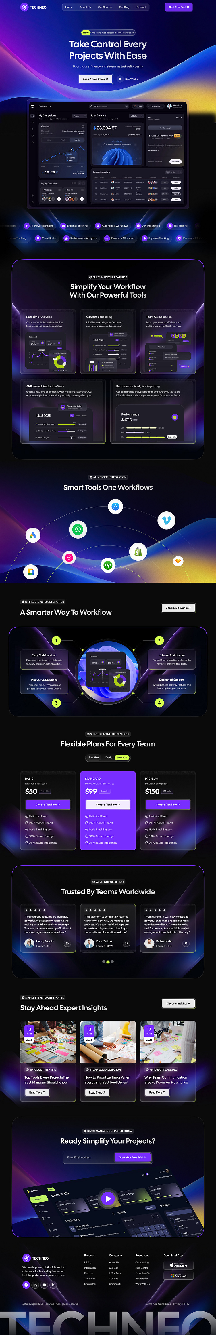 Project Management SaaS Landing Page by FleexStudio | Web Design Agency ...