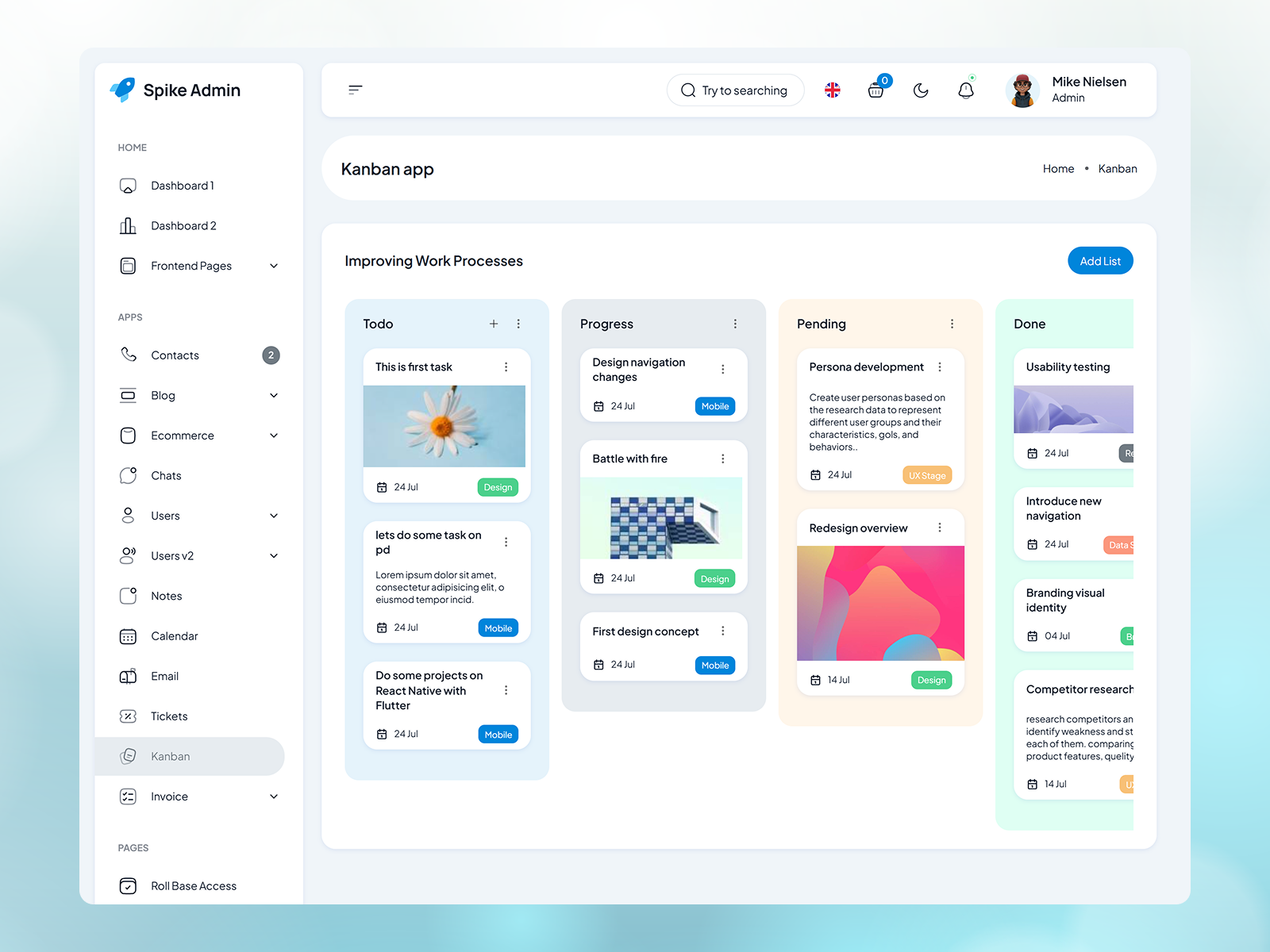 Spike Kanban Page Design by WrapPixel on Dribbble