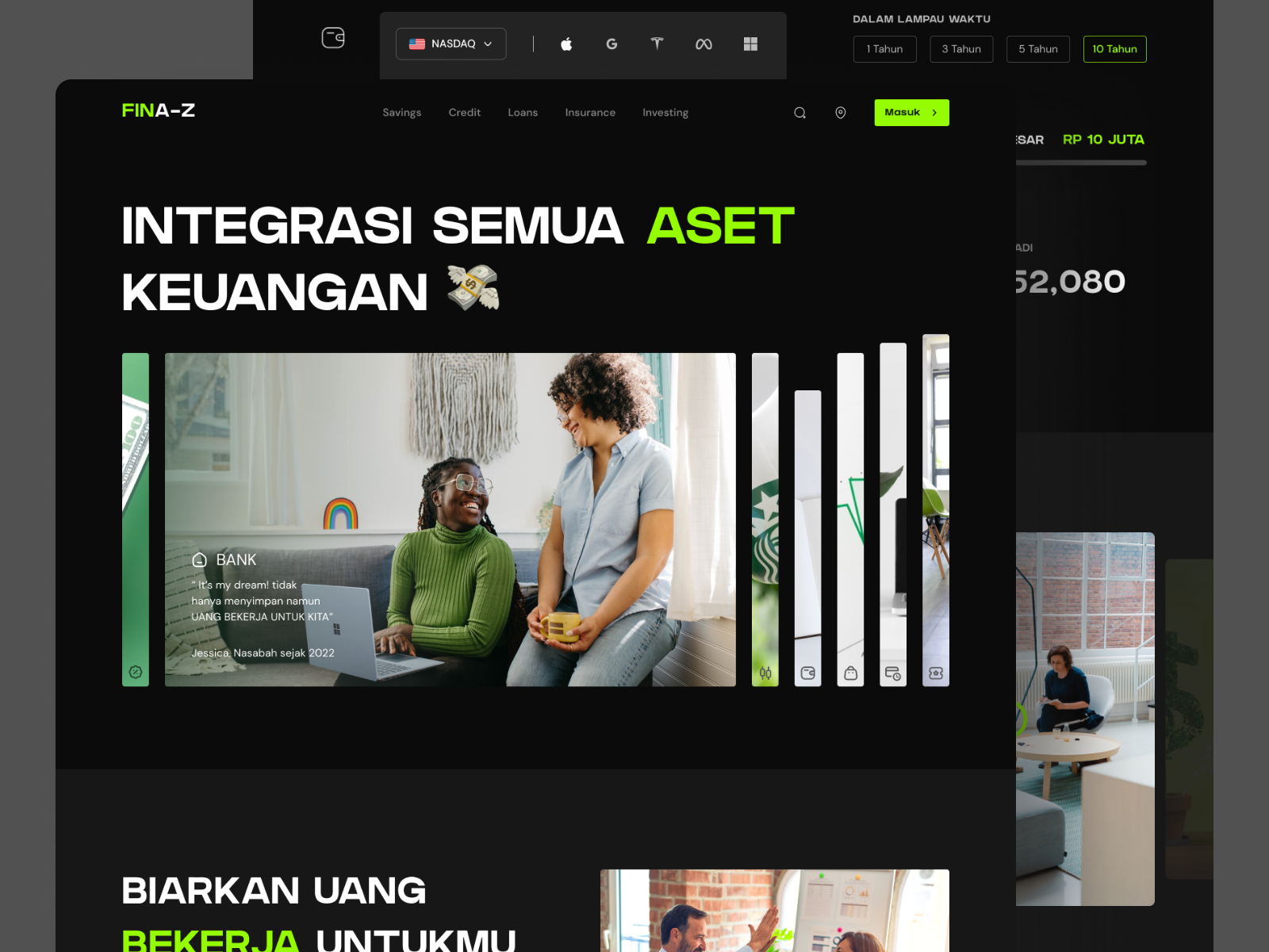 Finaz's - Financial Landing Page by Jez Simatupang on Dribbble