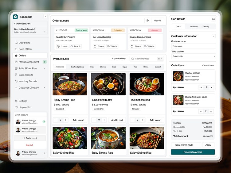 Restaurant Ordering Dashboard by Junaki 🌸 on Dribbble