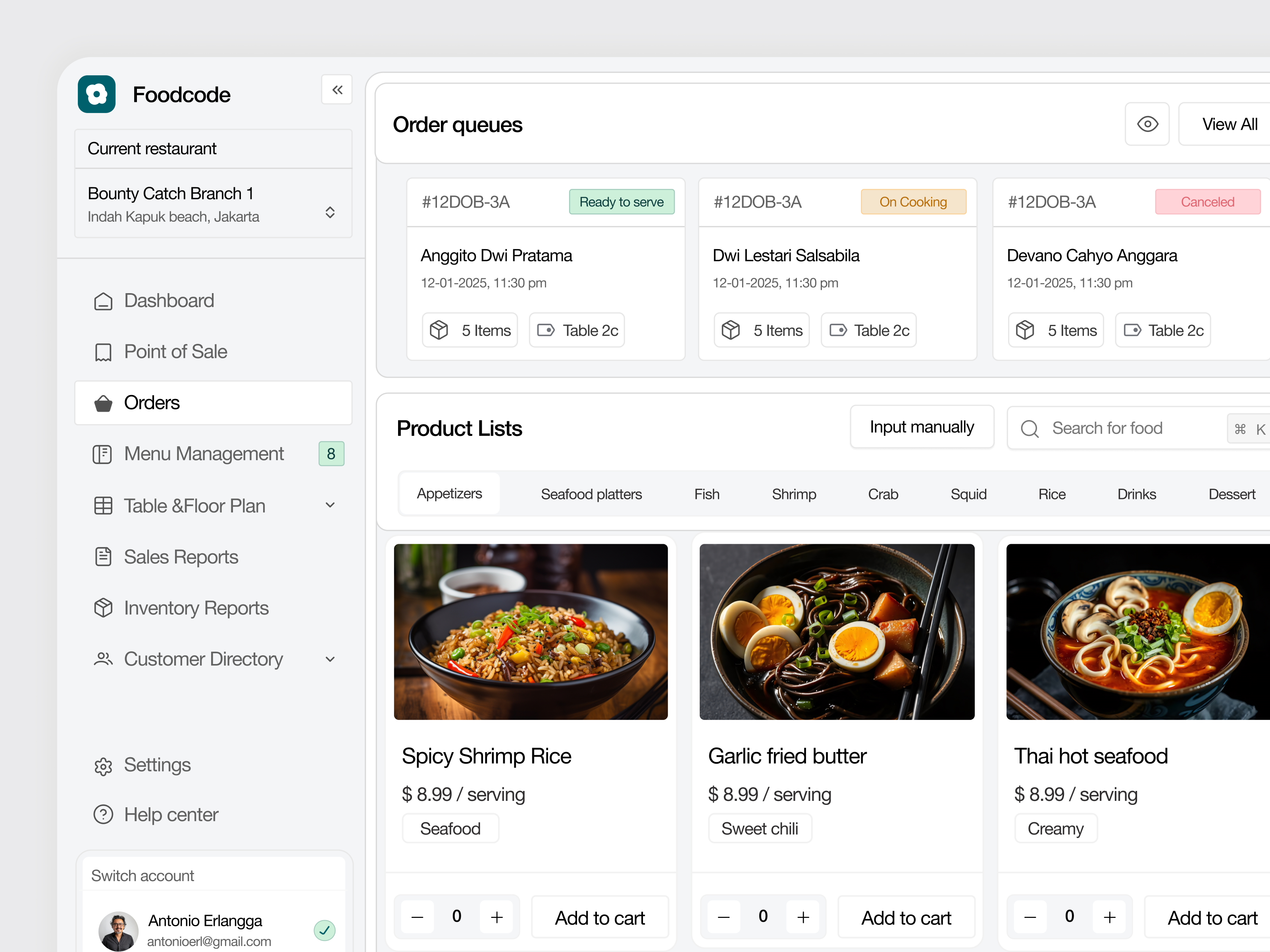 Restaurant Ordering Dashboard by Junaki 🌸 on Dribbble