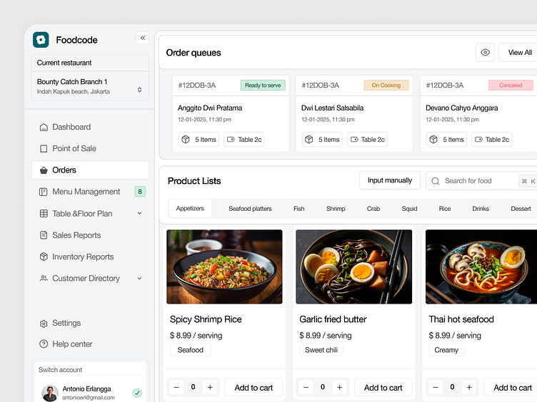 Restaurant Ordering Dashboard by Junaki 🌸 on Dribbble