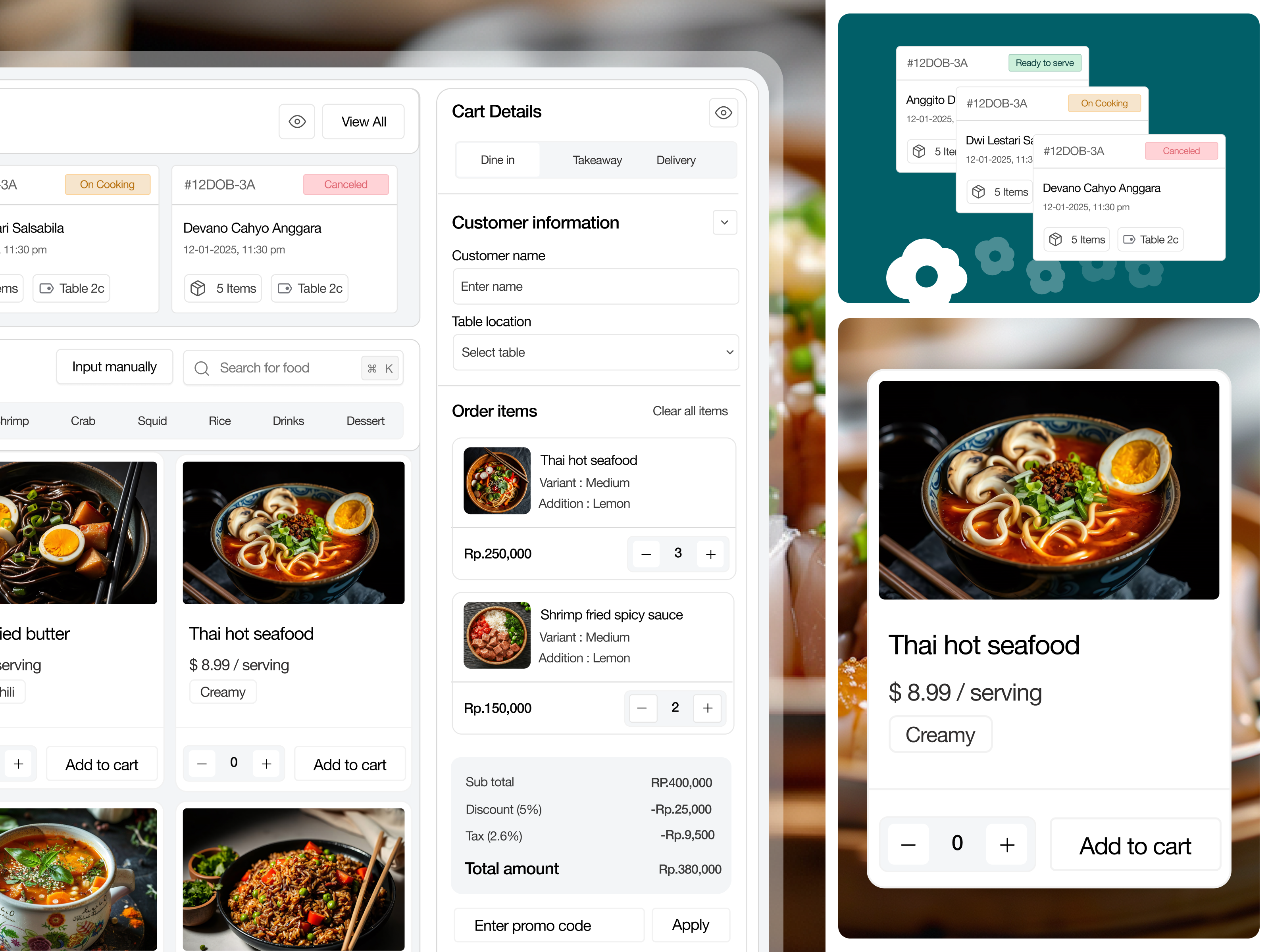 Restaurant Ordering Dashboard by Junaki 🌸 on Dribbble