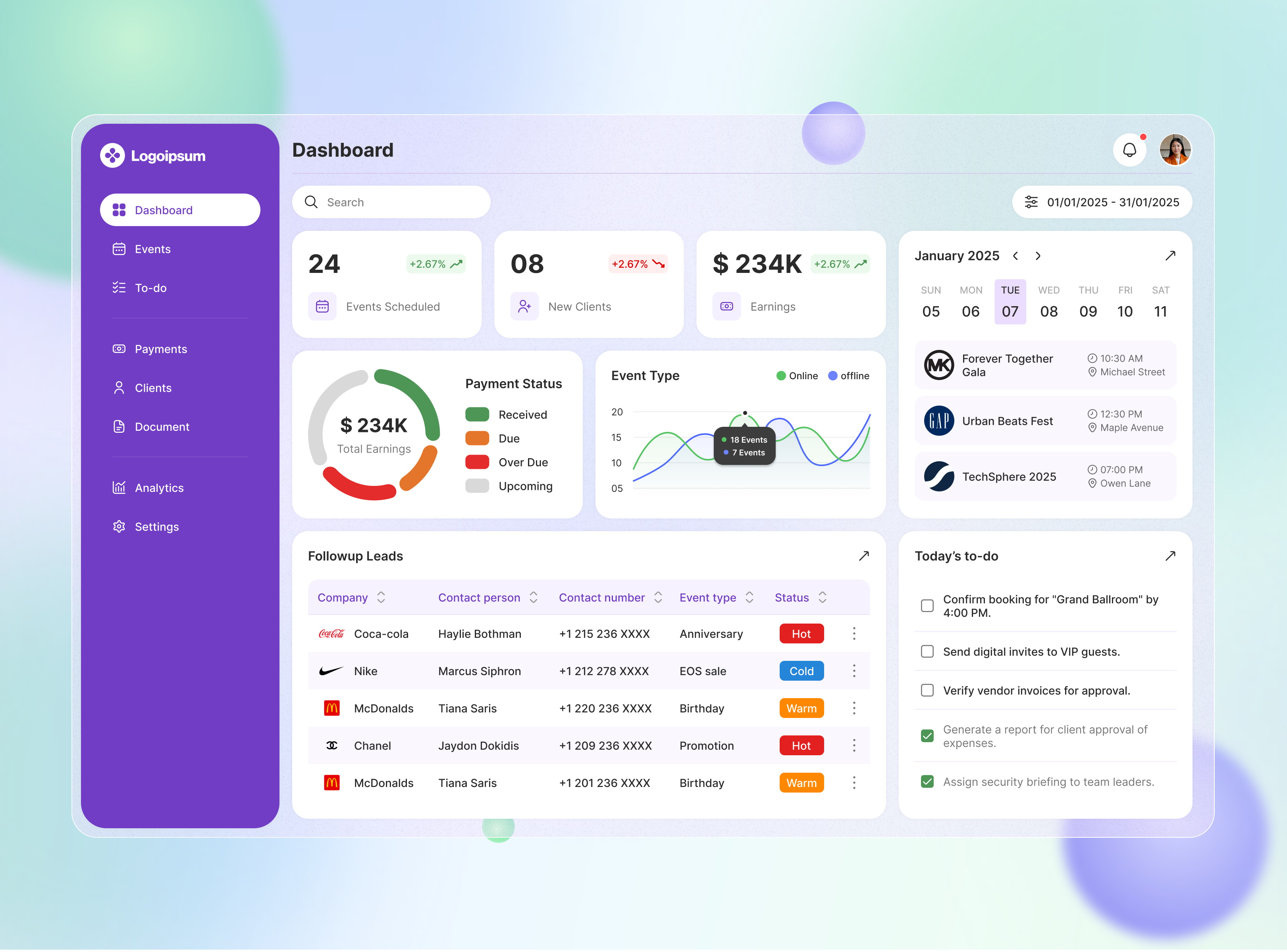 All your events, one smart dashboard. by Akansha Gupta on Dribbble