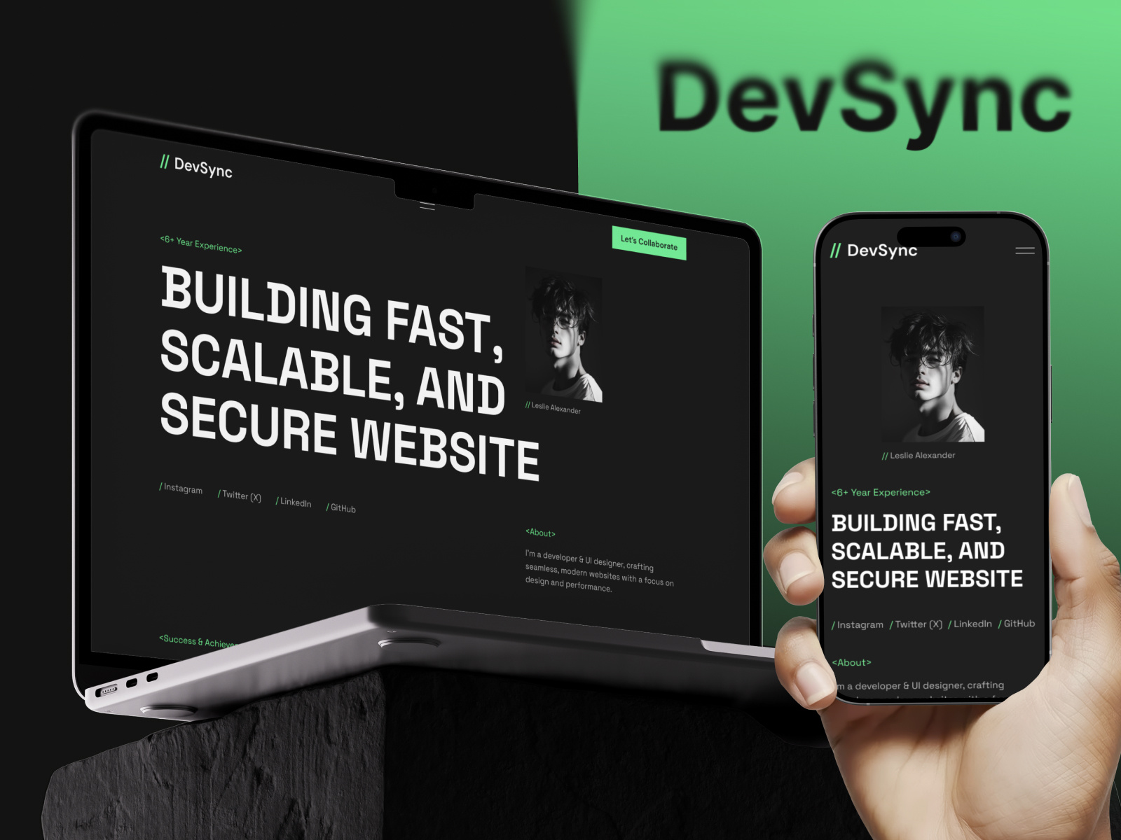 DevSync — Developer Portfolio Template by Tarik Eamin for WhiteFrame ...