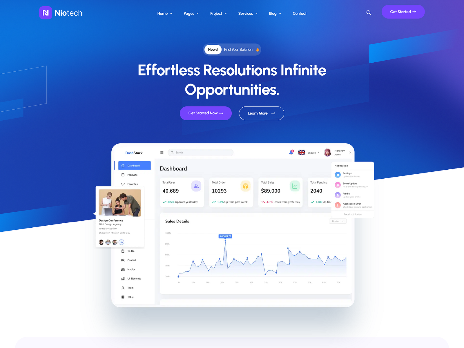 Niotech - Saas & App Landing Page ReactJs Template by ThemeServices on ...