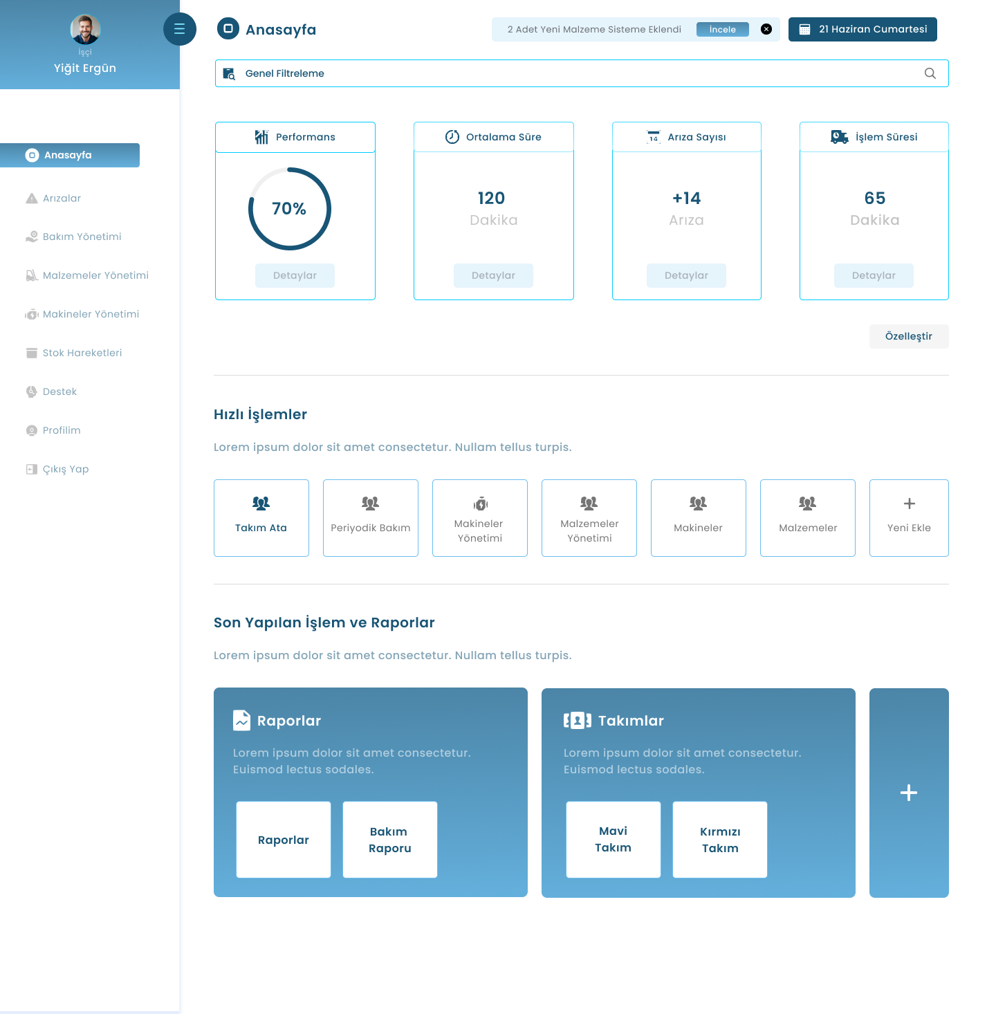 Industrial Maintenance Dashboard UI by Yiğit Ergün on Dribbble