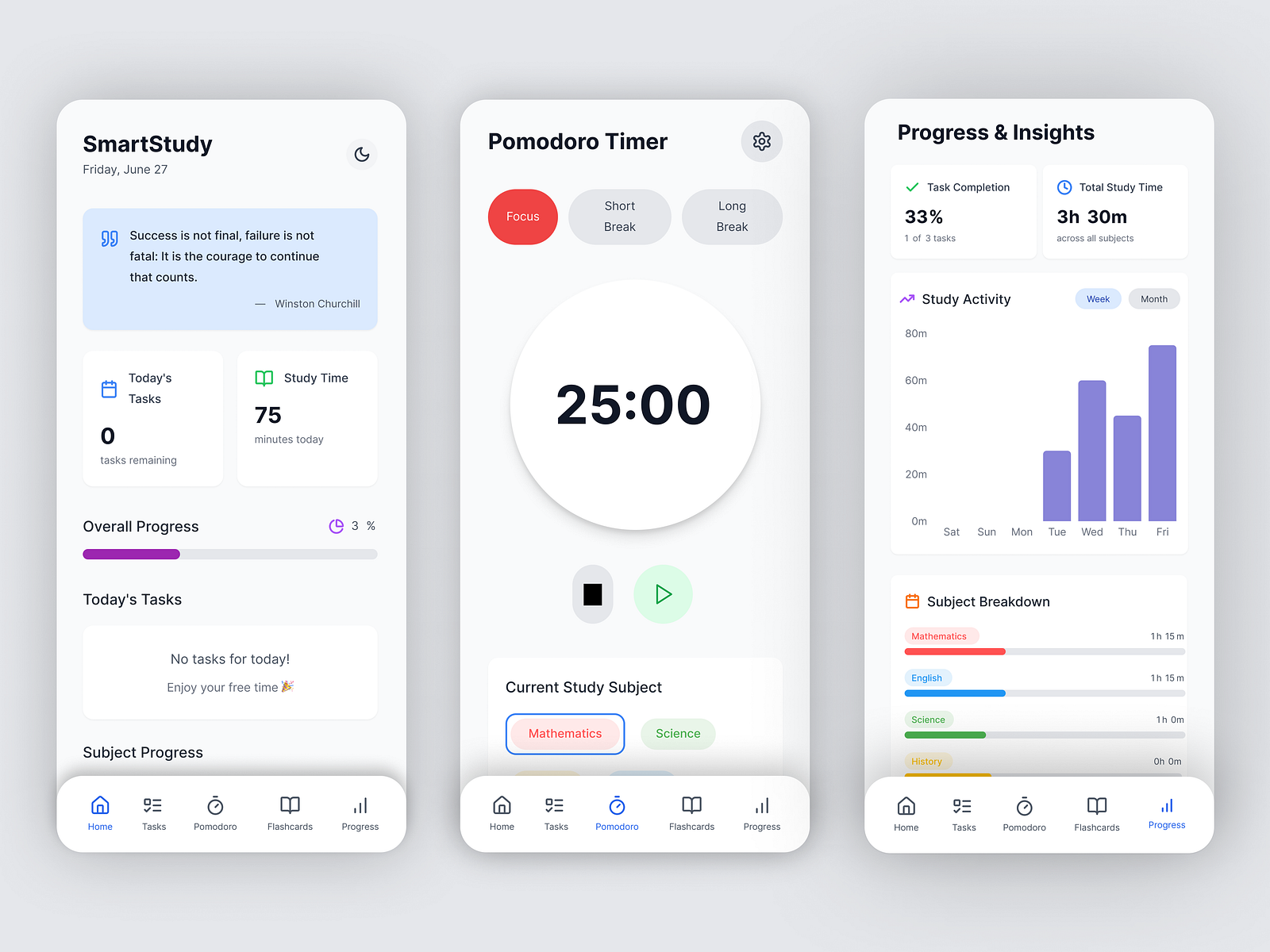 Smart Study App UI by Wisdynasty on Dribbble