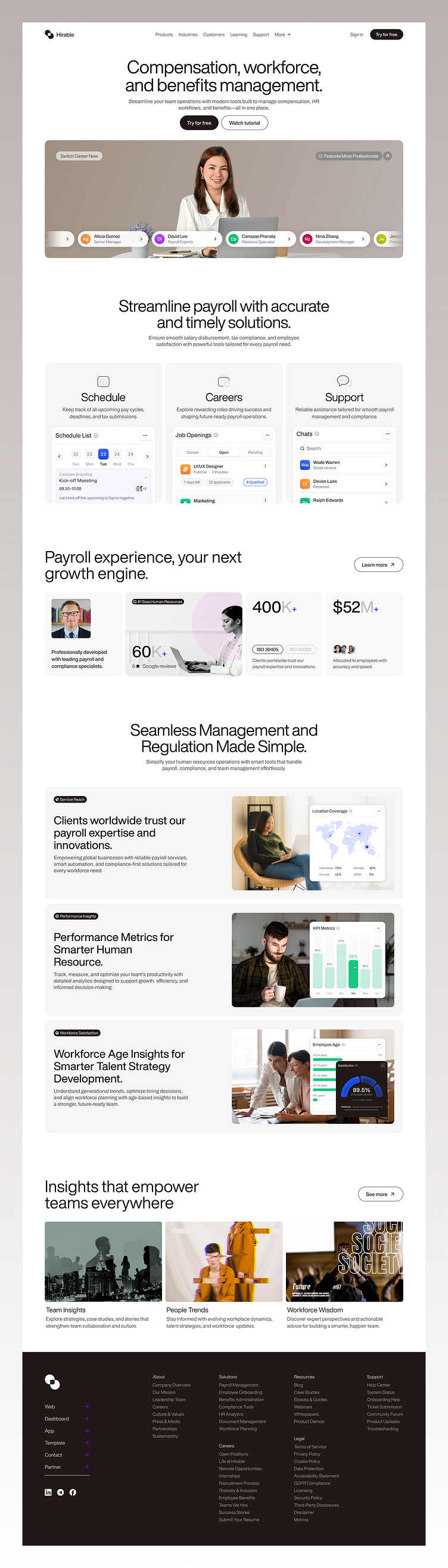 Hirable - HR Management Landing Page by Product SAAS for Cansaas on ...