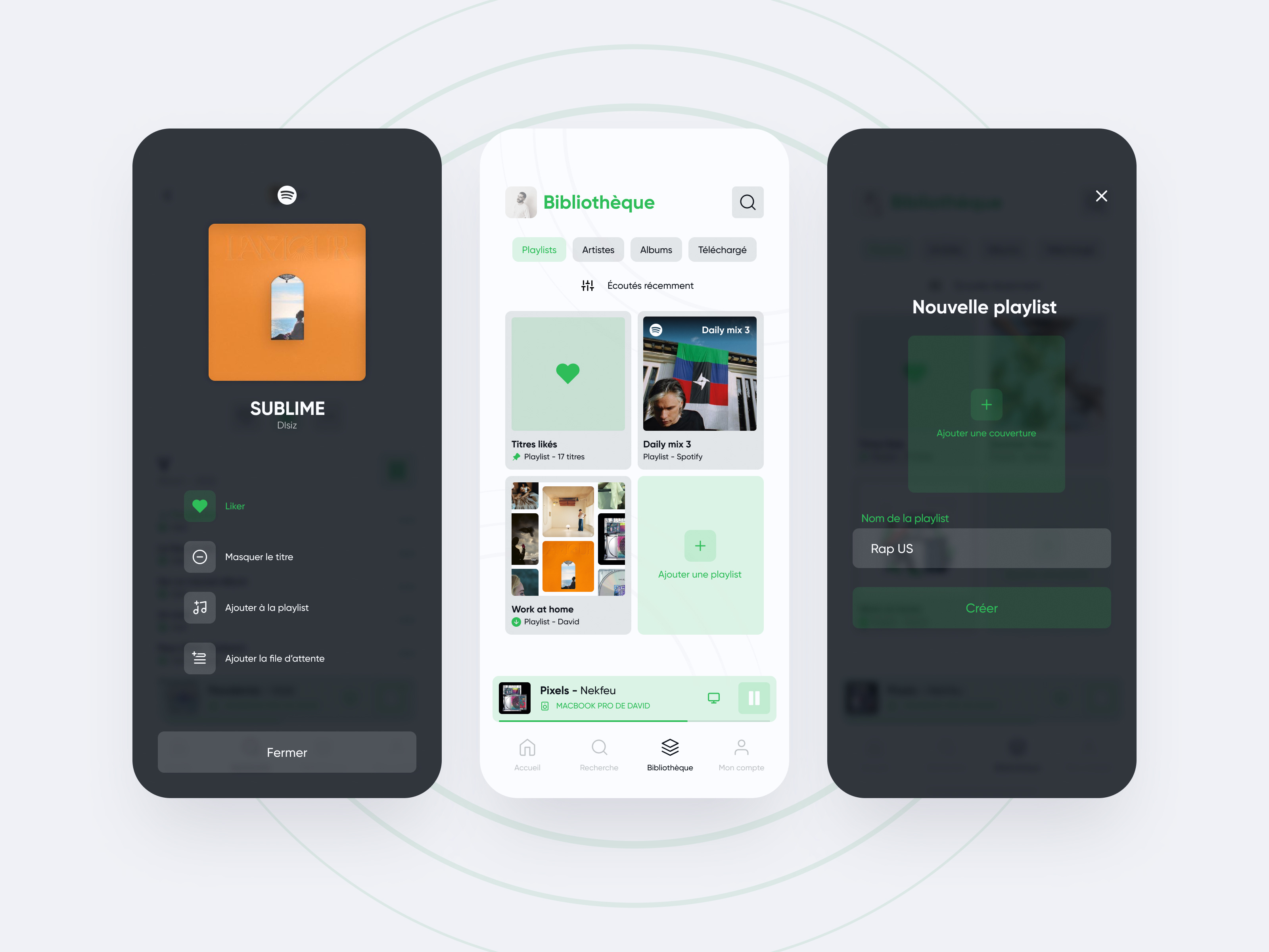 Spotify - Light Theme App UI [Full Project] by David Pirault on Dribbble