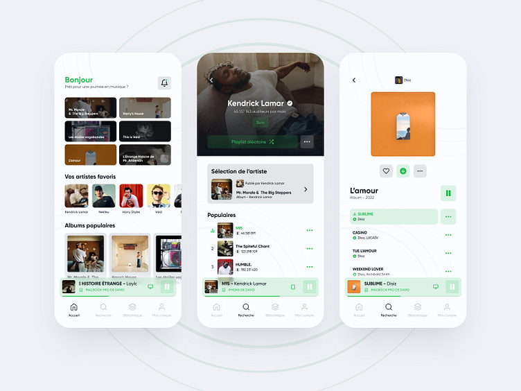 Spotify - Light Theme App UI [Full Project] by David Pirault on Dribbble