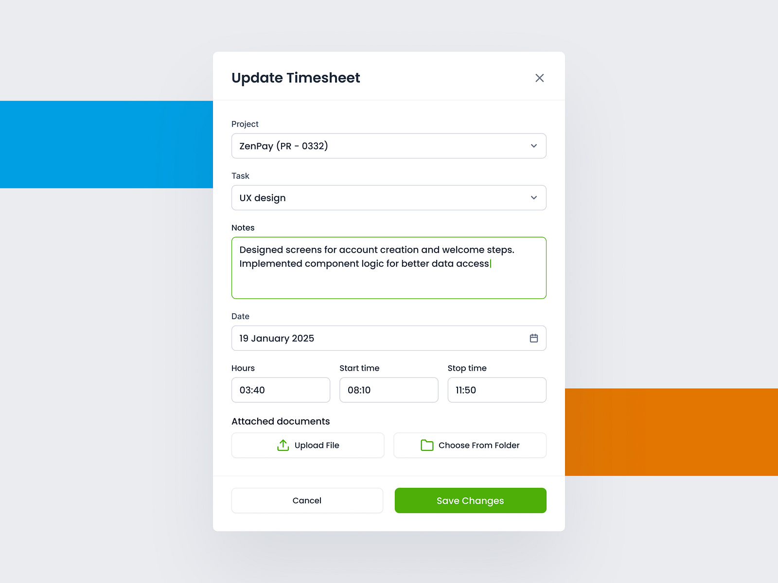 Update Timesheet - Pop-Up by Nadia Kapyrina on Dribbble