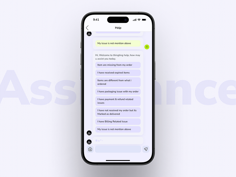Chat boat for help Section of e-commerce app by Abdul Rahim on Dribbble