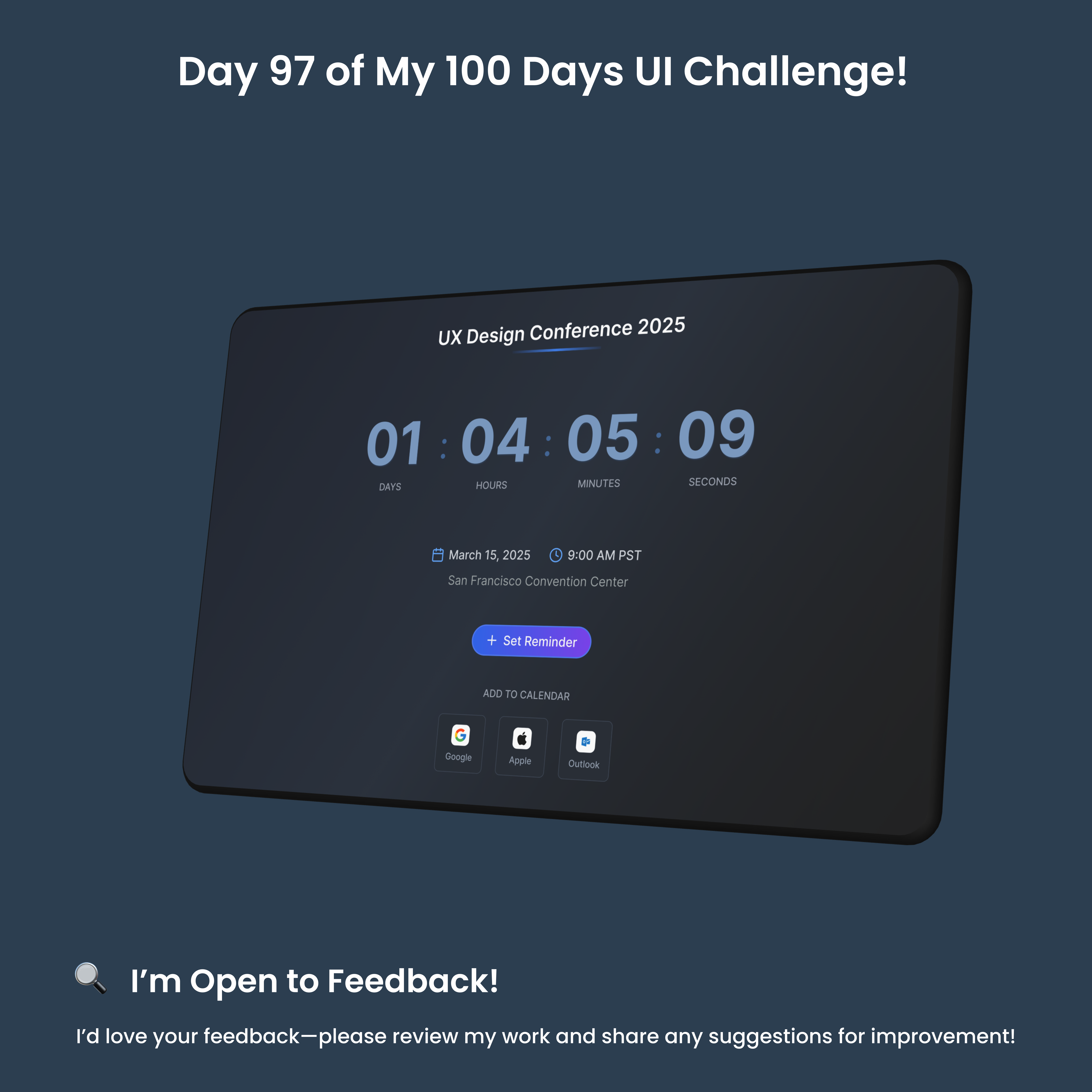 Day 97/100 - Event Countdown Timer UI by Mandadi Ram Chandra Reddy on ...