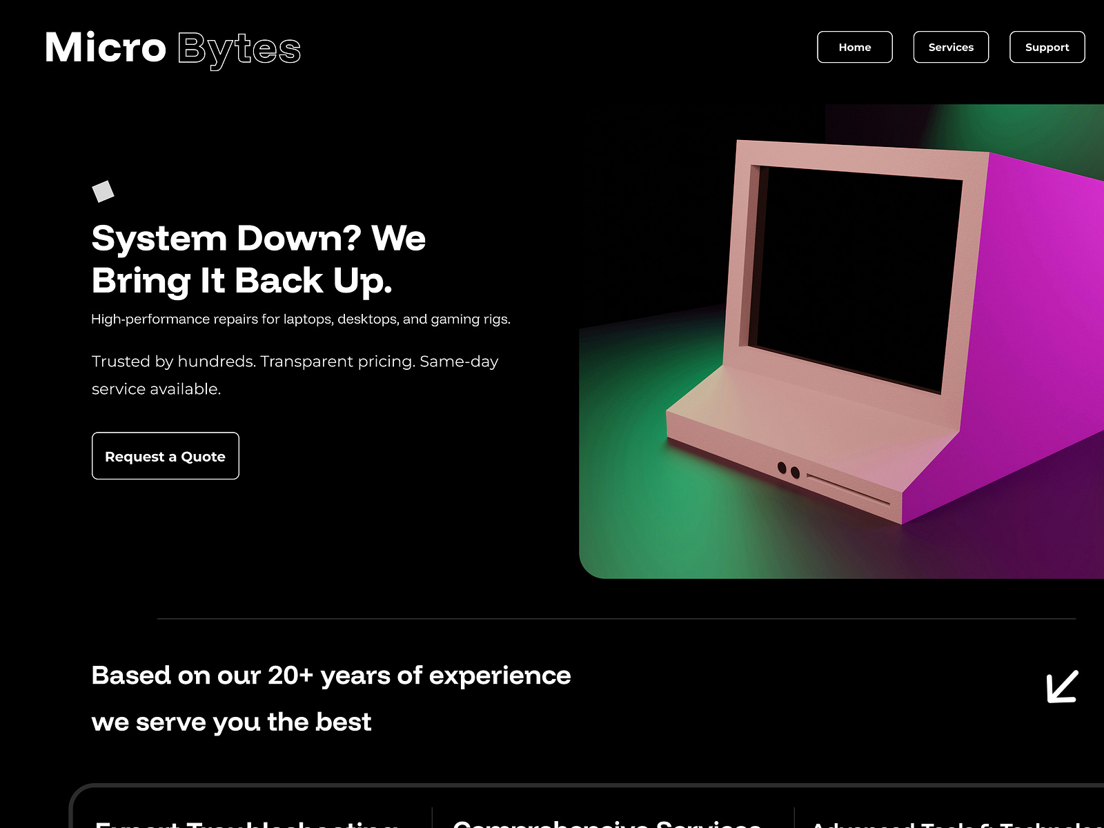 Minimal Landing Page – Computer Repair Website by Spotless Designs on ...