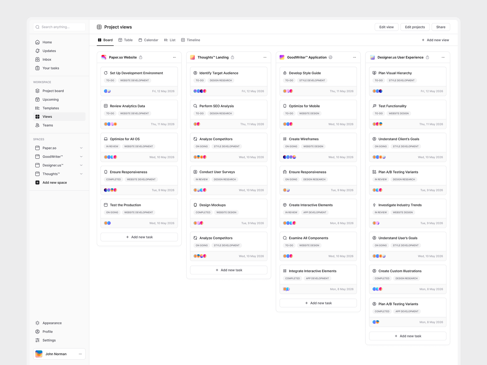 Task Board View by Louis Nguyen on Dribbble