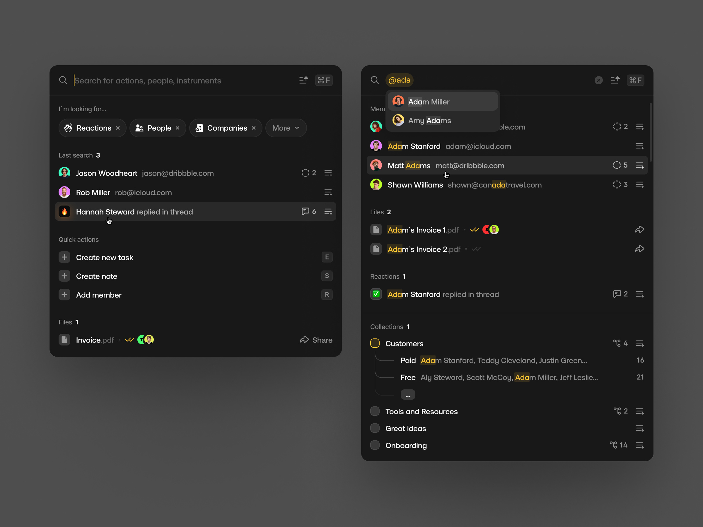 Search Modal in Dark Theme by Golo on Dribbble
