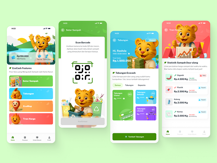 Waste Saving App – EcoCash Finance UI/UX Design by Rafi Hafizhni Anggia on Dribbble