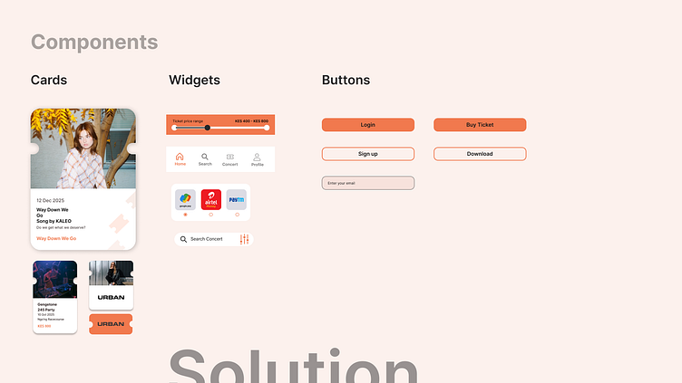 A modern ticket booking app component kit featuring elegant card by ...