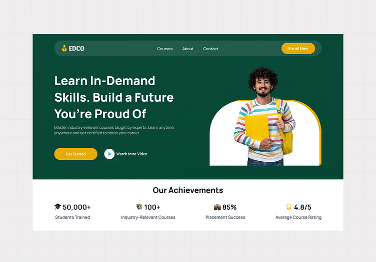 Hero Section – EdTech Landing Page UI by Debasish Biswal on Dribbble