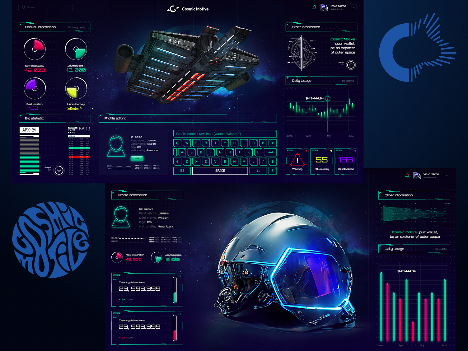Cosmic Sci-Fi UI Kit by Bradley Bussolini for Cosmic Motive on Dribbble