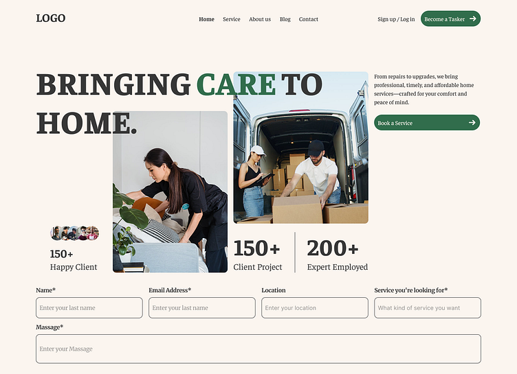Home Service Booking – Hero Section UI by Suhanur Rahman Mahin on Dribbble