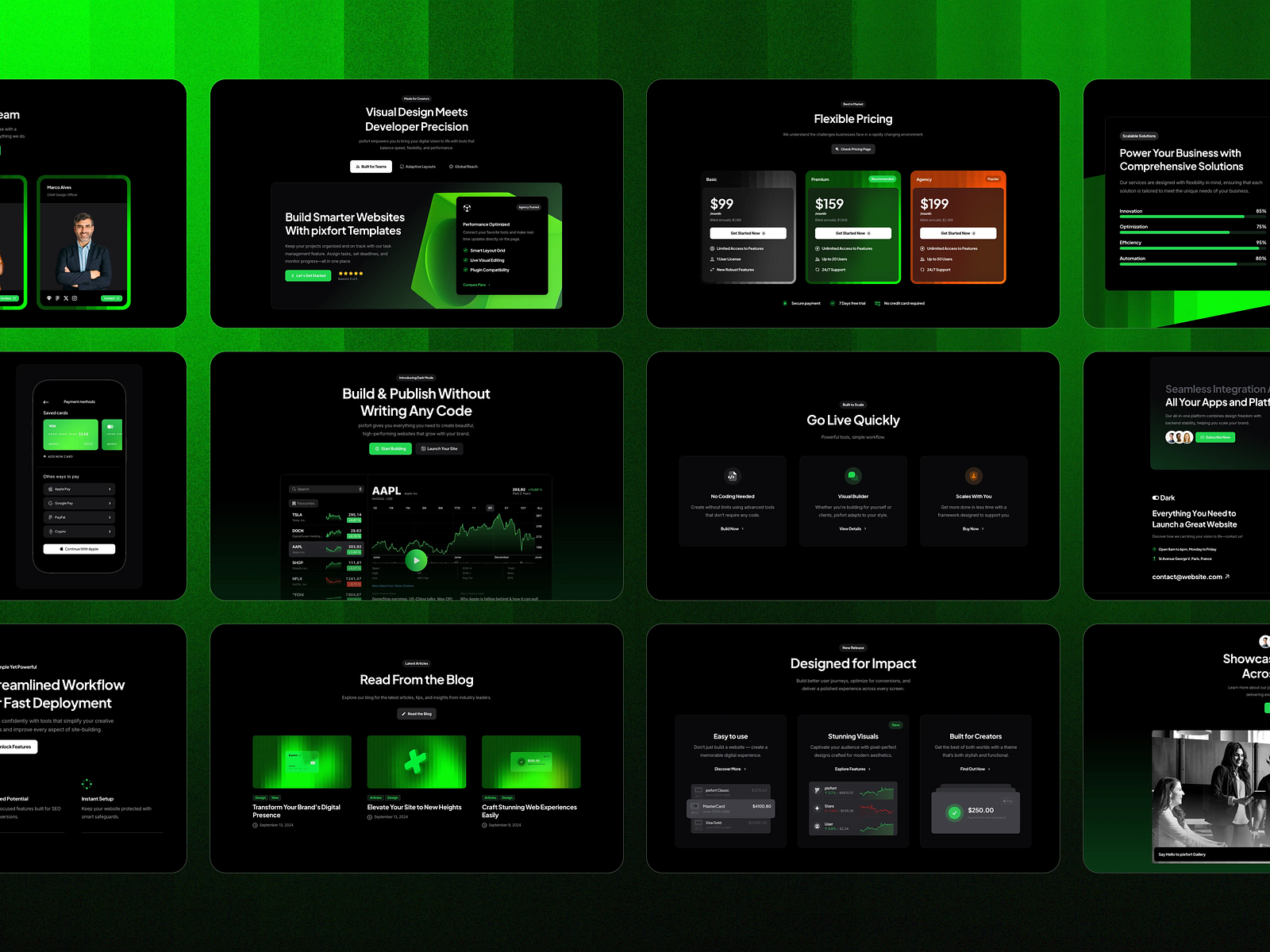 Dark Mode Templates in pixfort Theme by pixfort on Dribbble